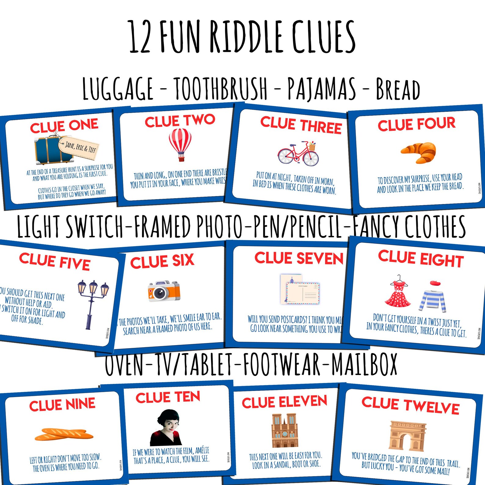 Surprise France Vacation Reveal Scavenger Hunt Clues, Jigsaw and ...