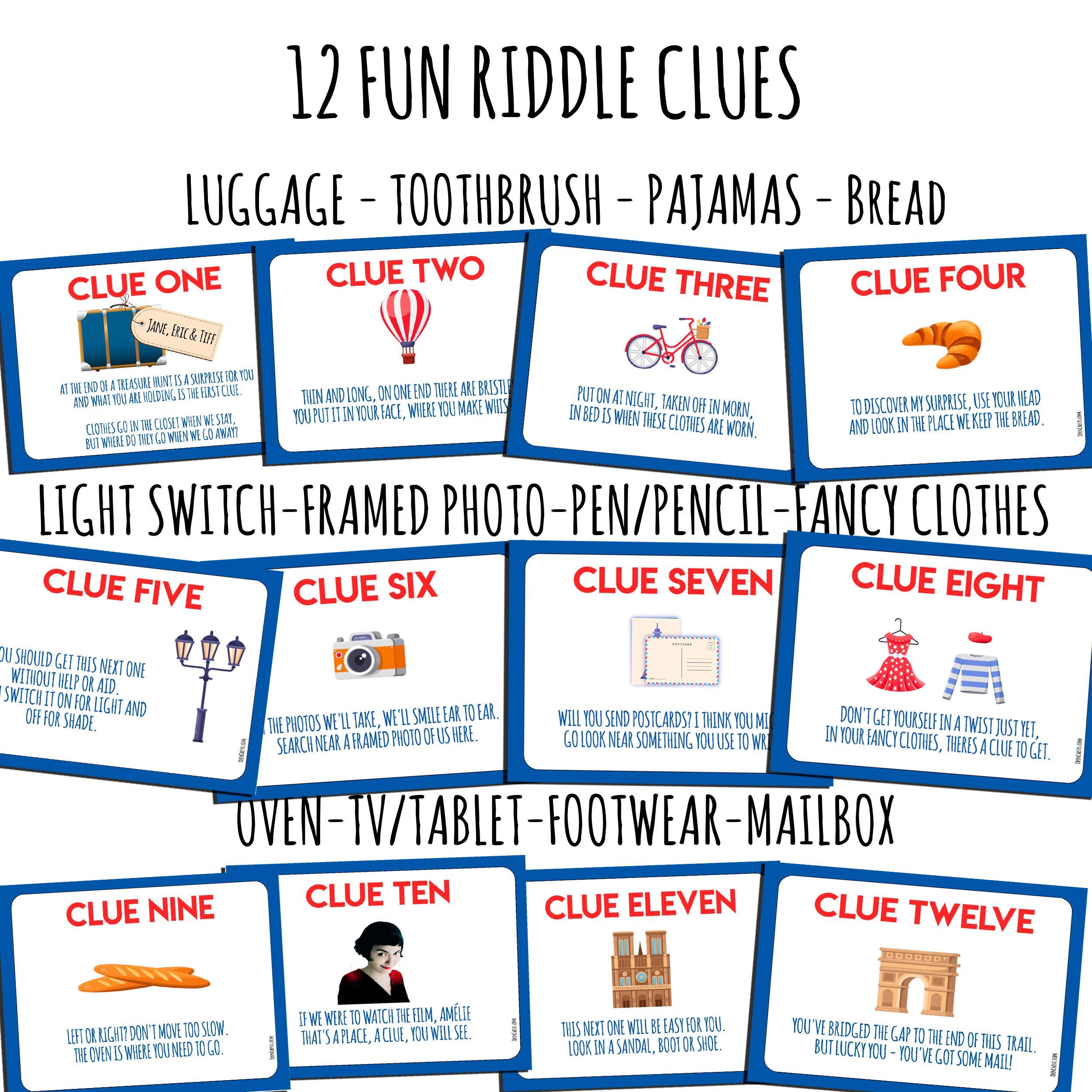 Surprise France Vacation Reveal Scavenger Hunt Clues, Jigsaw and ...