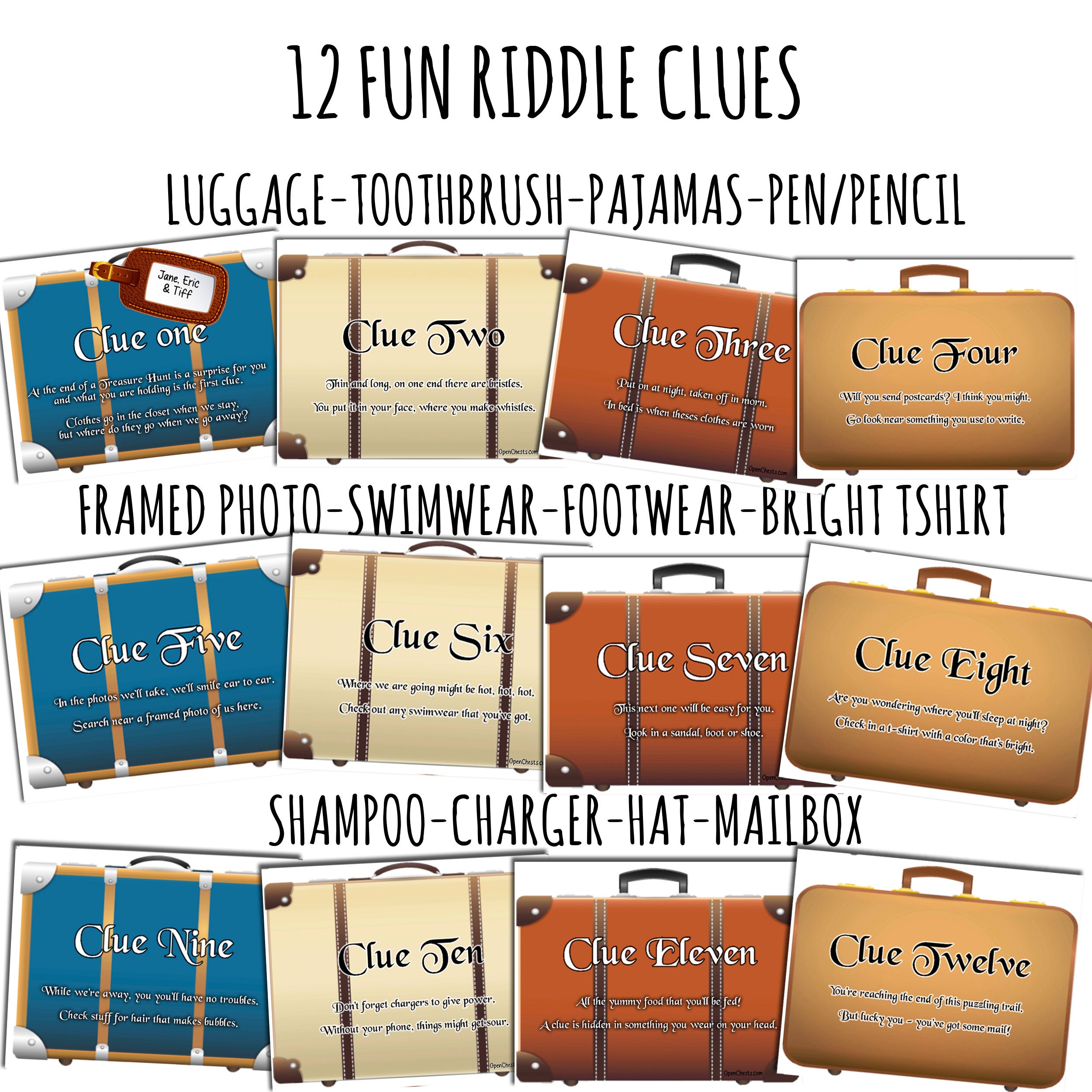 Surprise Vacation Scavenger Hunt: Riddle Clues & Boarding Passes ...