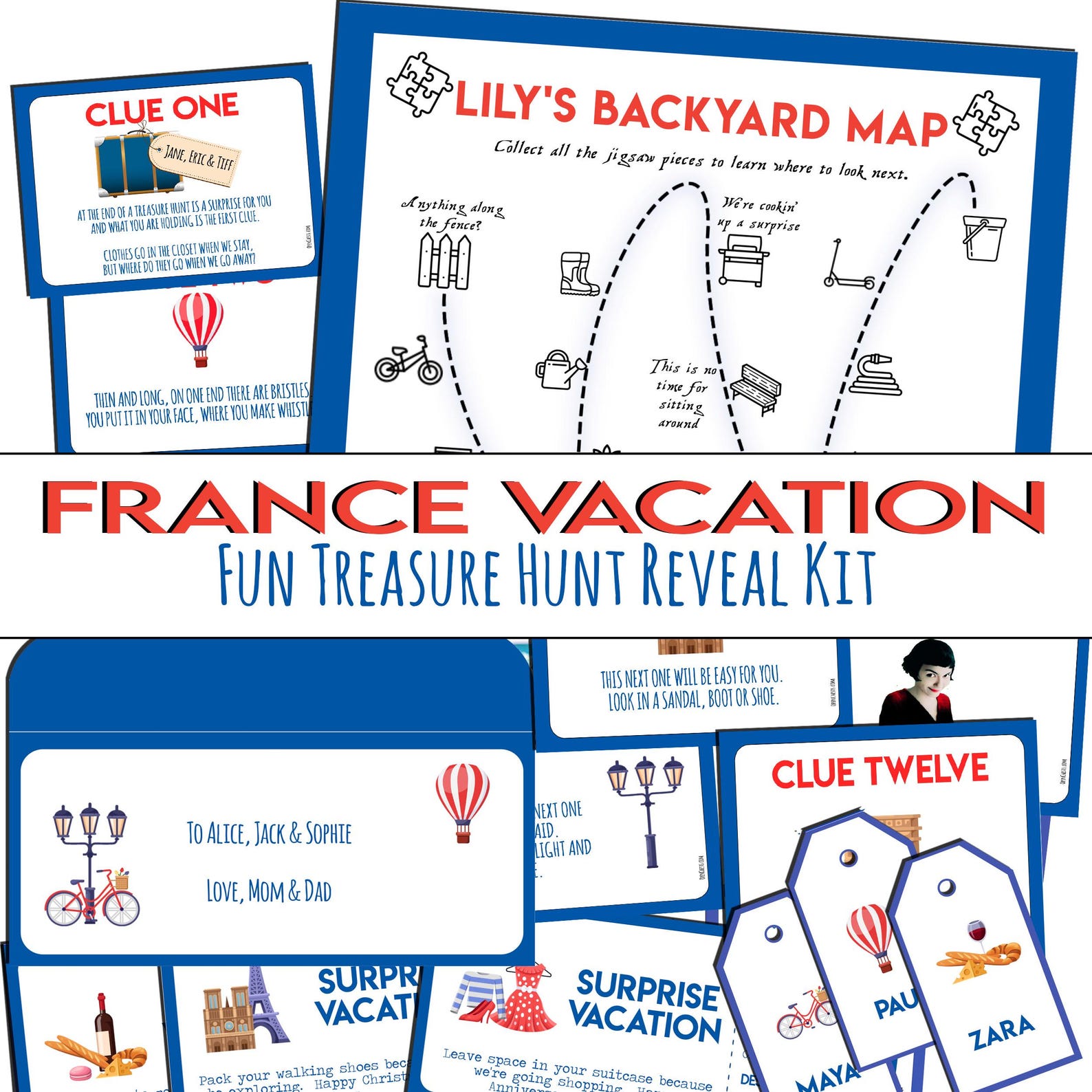 Surprise France Vacation Reveal Scavenger Hunt Clues, Jigsaw and ...