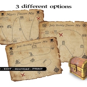 Treasure Map You Can Customize and Personalize | Pirate Party Favor ...