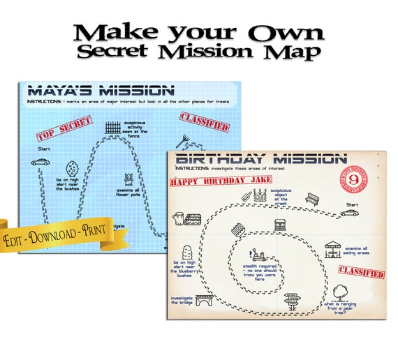 DIY Mission Map Printable Editable Templates Detective or - Etsy