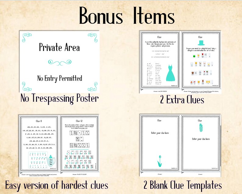 Victorian Themed Treasure Hunt Clues Adult Puzzles and Ciphers Editable ...