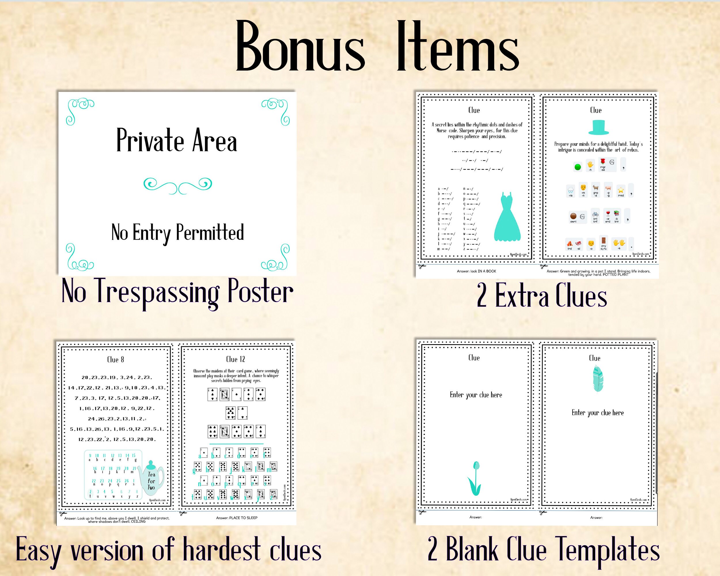 Victorian Themed Treasure Hunt Clues Adult Puzzles and Ciphers Editable ...