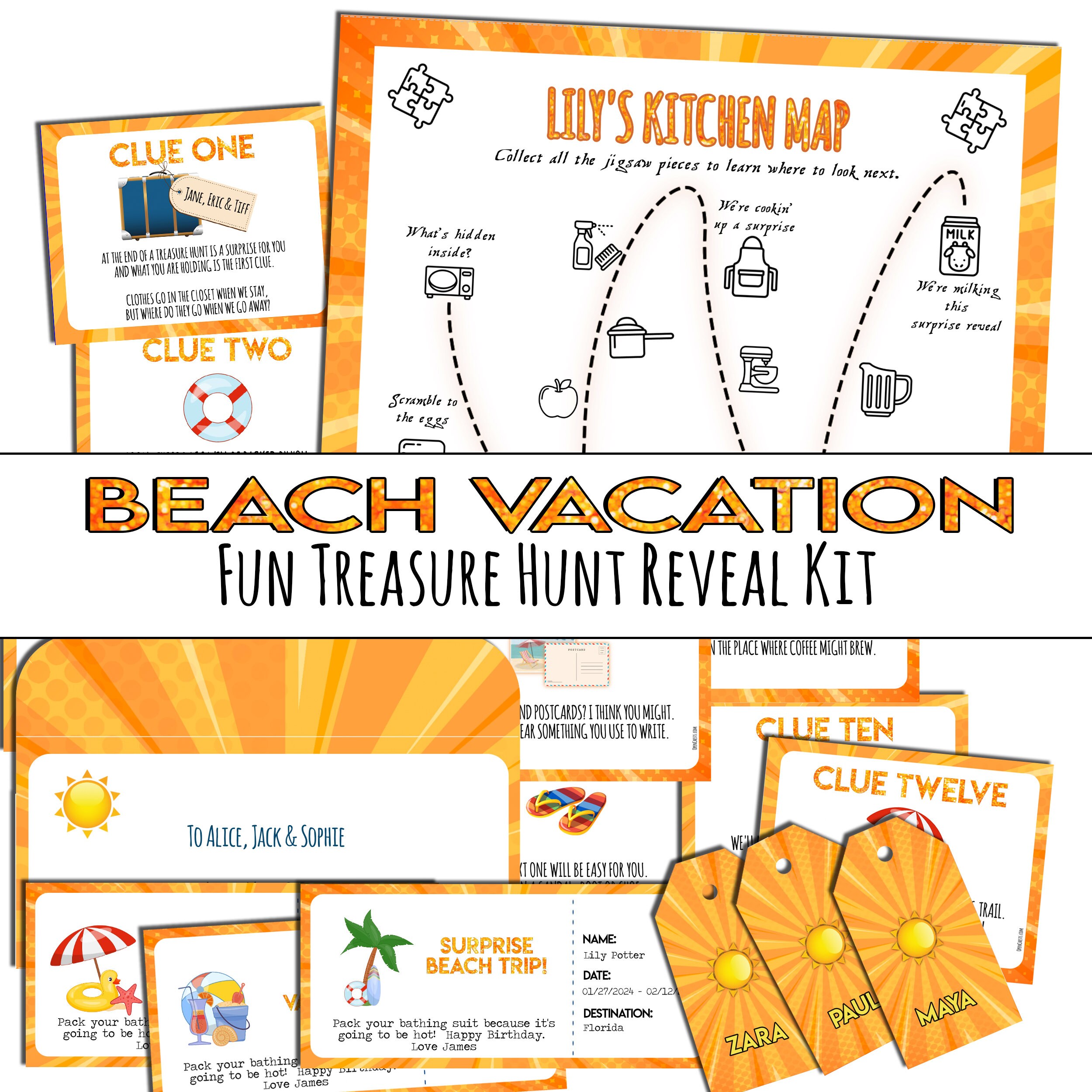 Vacation Scavenger Hunt With Riddle Clues and Boarding Passes - Great ...