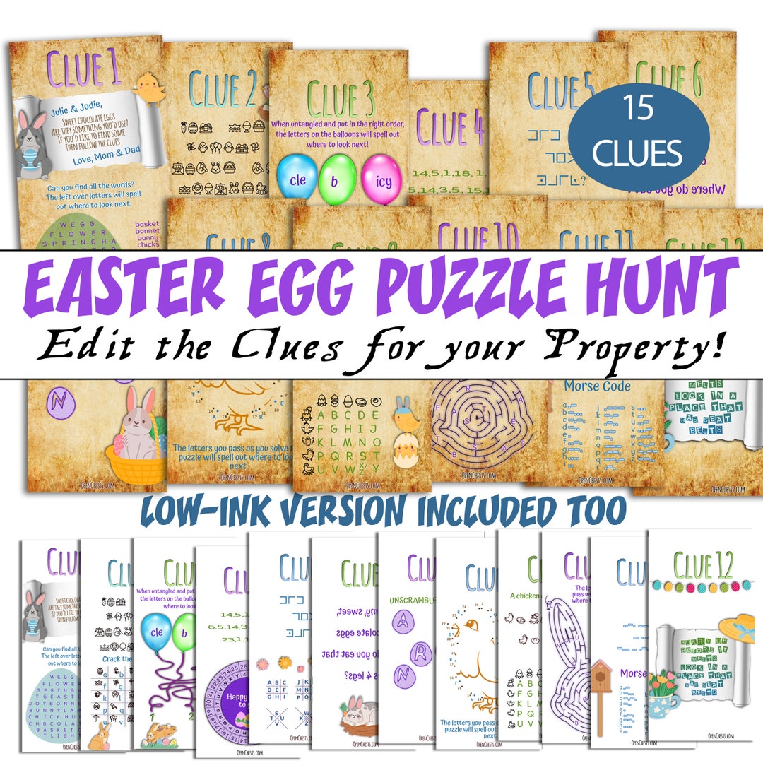 Easter Egg Treasure Hunt Clues: Puzzle Game for Tweens & Teens (PDF ...