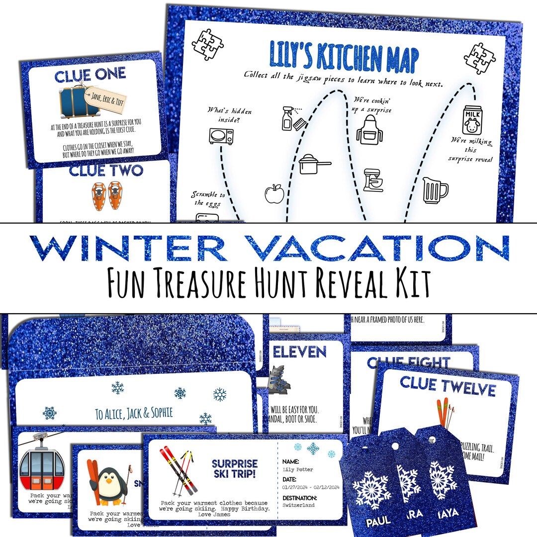 Surprise Ski or Snowboard Vacation Gift Reveal Idea | Treasure Hunt ...