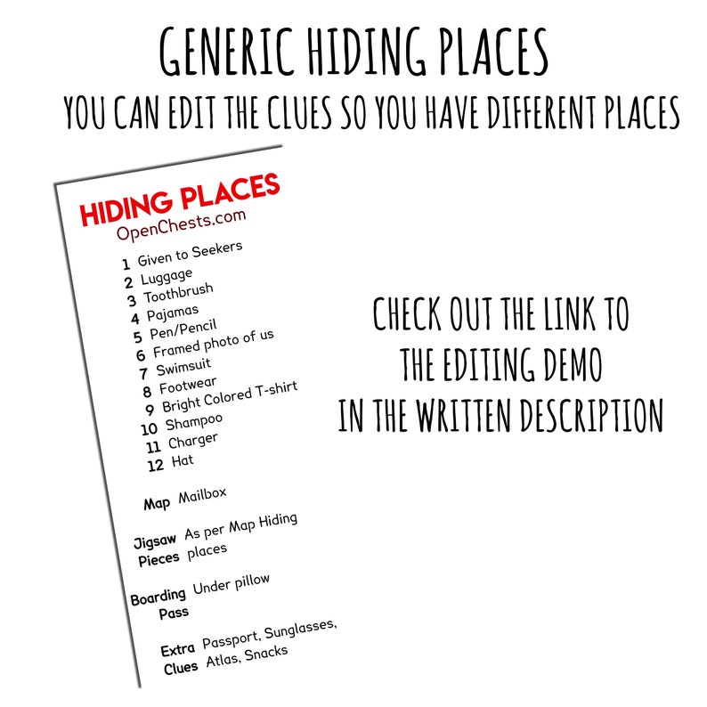 Vacation Reveal Xmas Present Scavenger Hunt Clues Treasure Hunt Kit ...