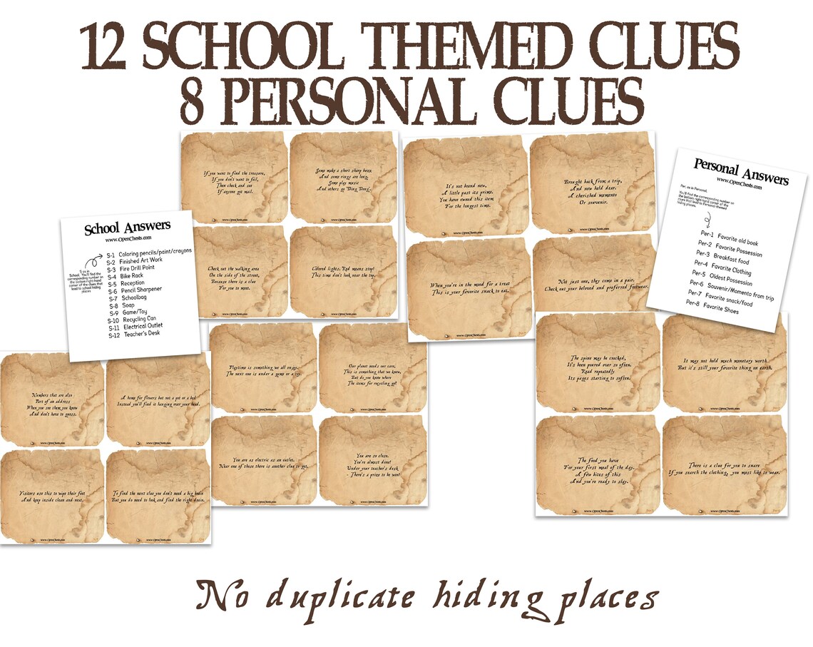 Ultimate Riddle Treasure Hunt Kit Scavenger Hunt Clues Party - Etsy