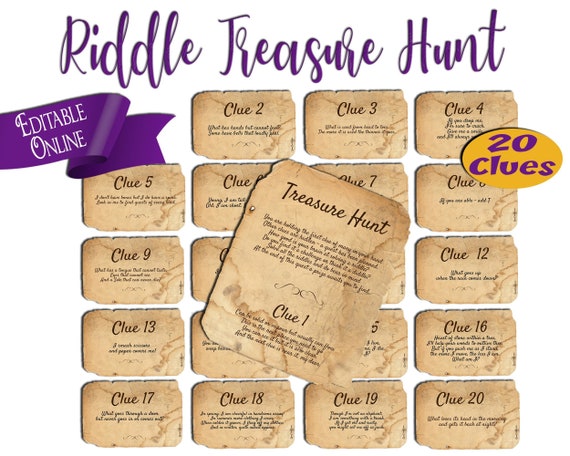 Riddle Treasure Hunt Clues for older kids, teens and adults. Customise ...
