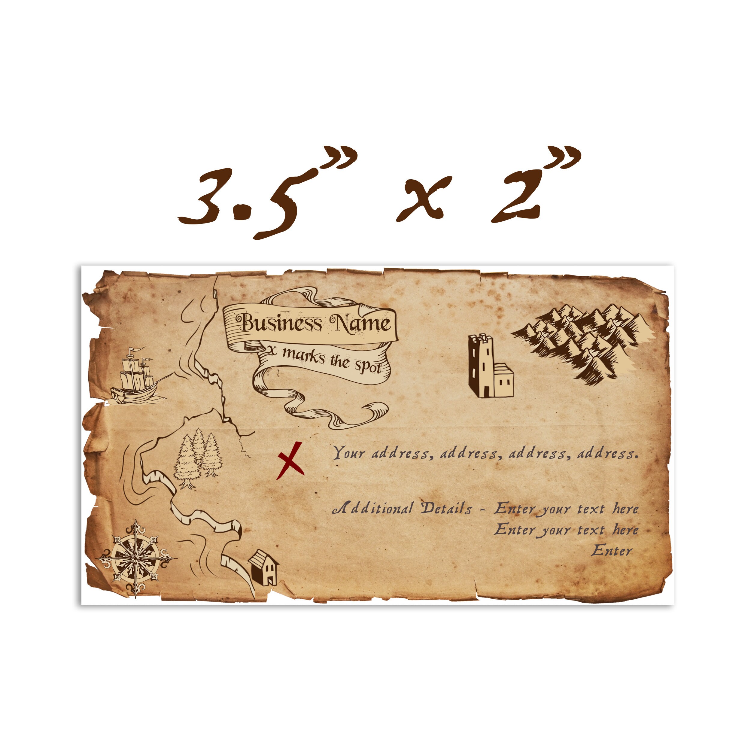 Treasure Map Business Card Sizes - Etsy