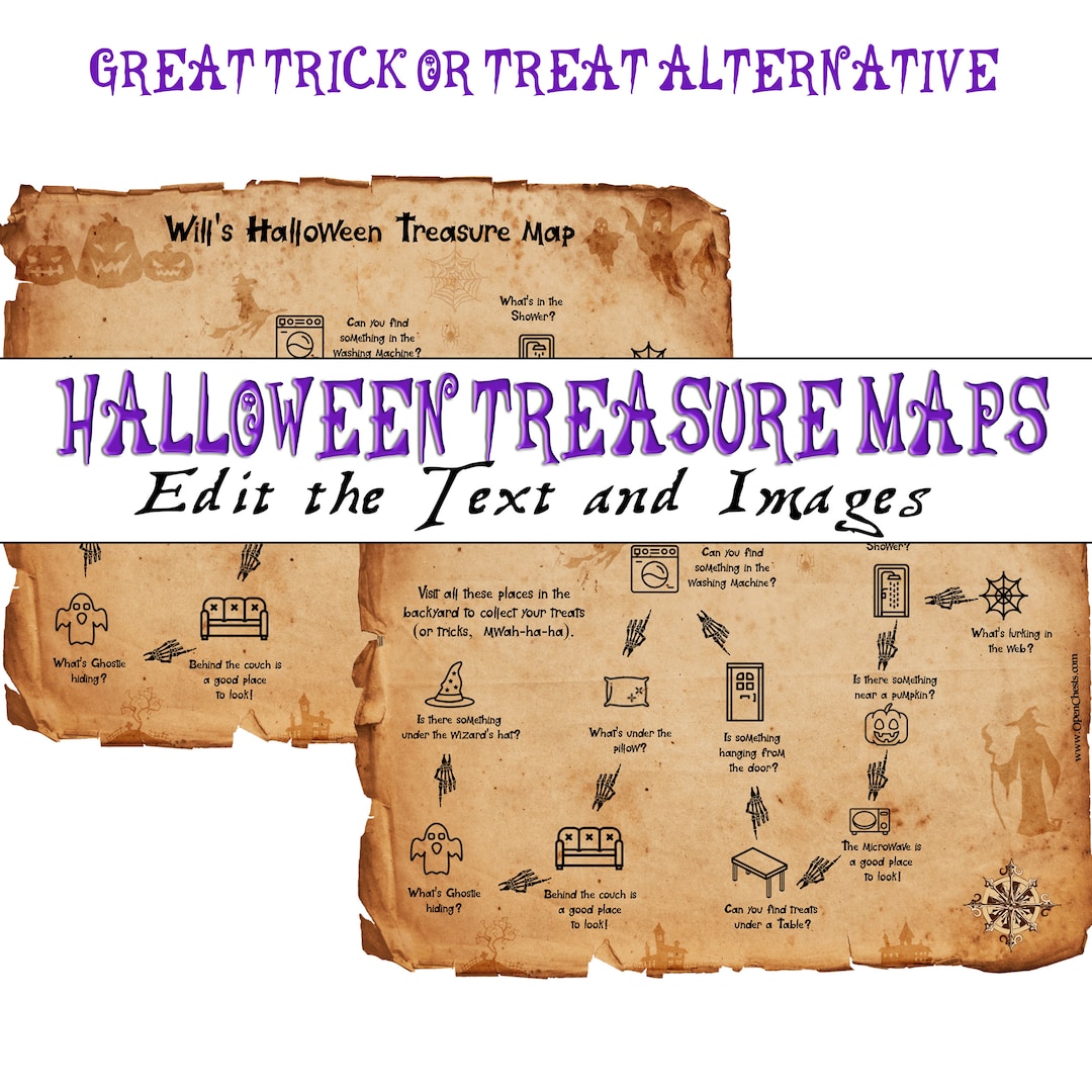 Halloween Scavenger Hunt for Younger Kids | Treasure Map Templates You ...