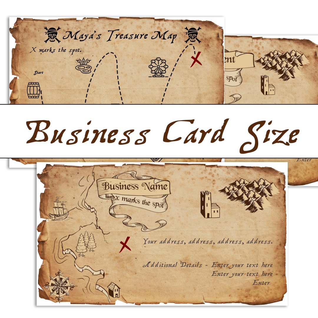 Treasure Map Business Card Sizes - Etsy
