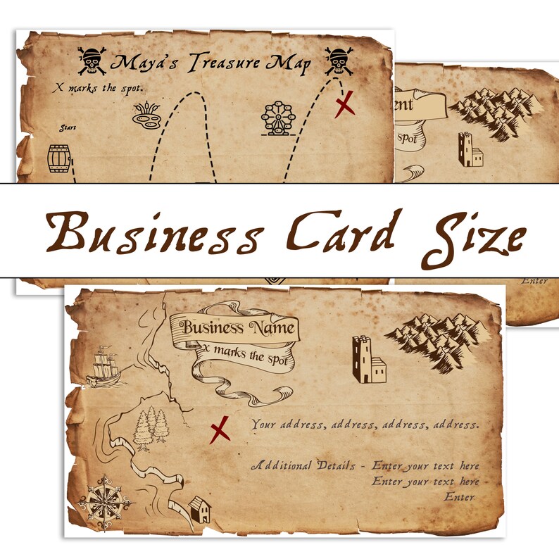Treasure Map Business Card Sizes - Etsy
