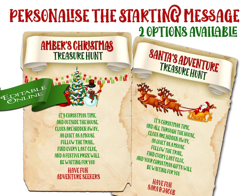 Christmas Outdoor Treasure Hunt Clues – Printable PDF and Option to ...