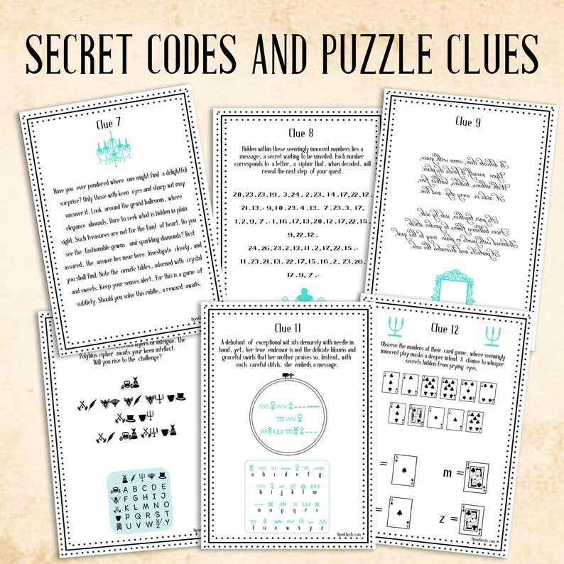 Victorian Themed Treasure Hunt Clues Adult Puzzles and Ciphers Editable ...