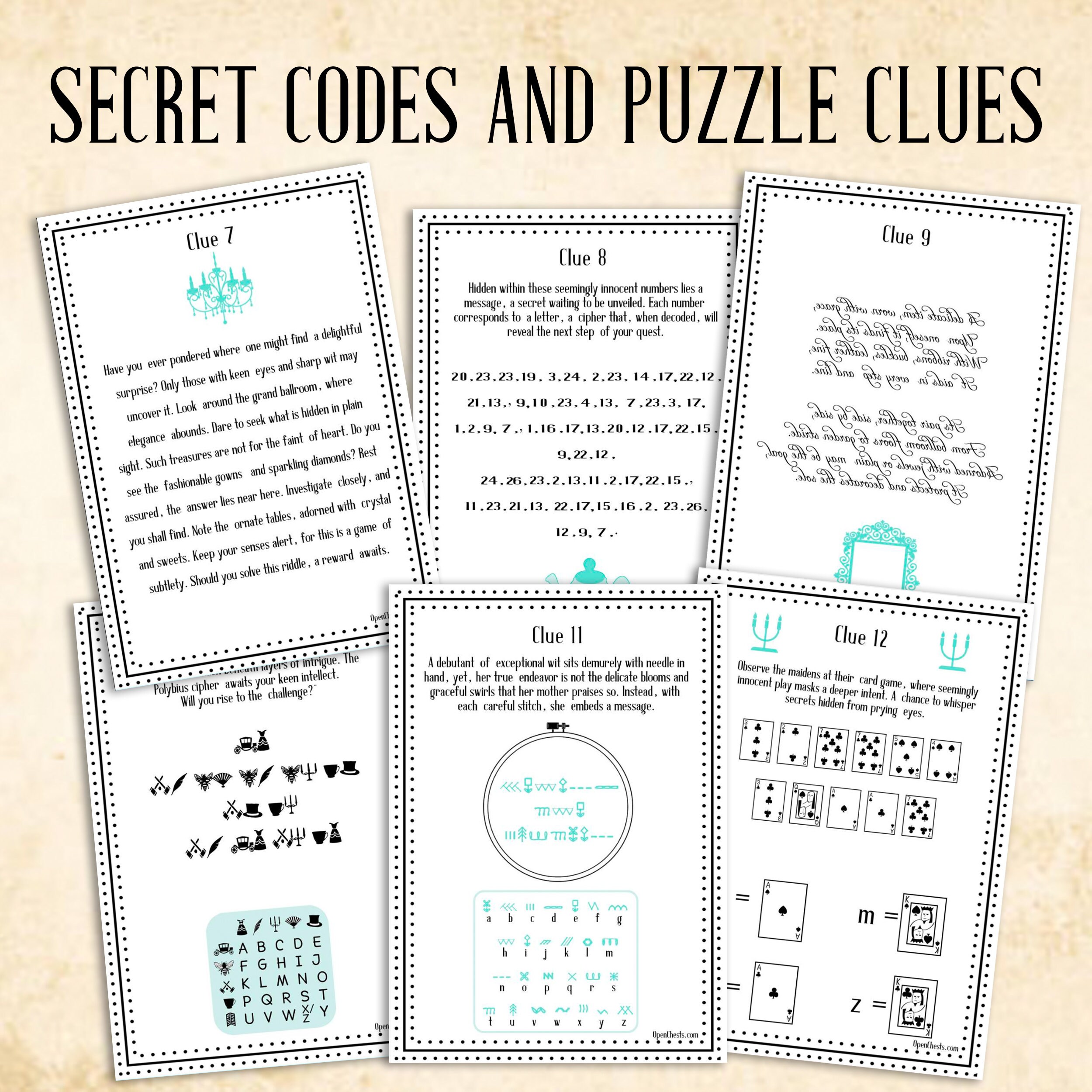 Victorian Themed Treasure Hunt Clues Adult Puzzles and Ciphers Editable ...