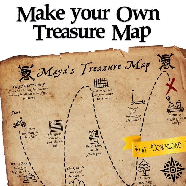 Pirate Treasure Map - Etsy