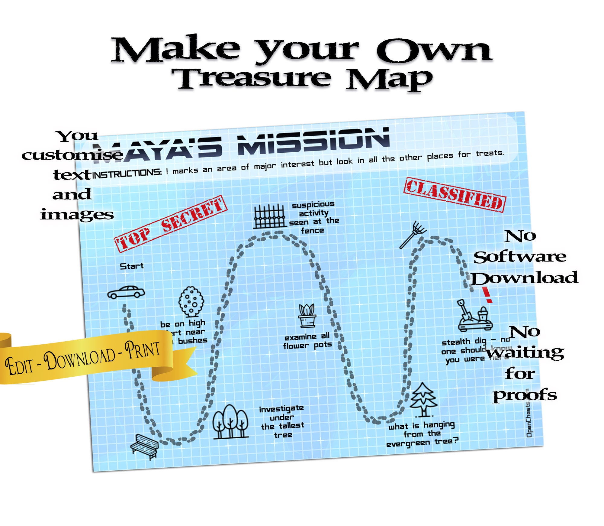 DIY Mission Map Printable Editable Templates Detective or Spy Party ...