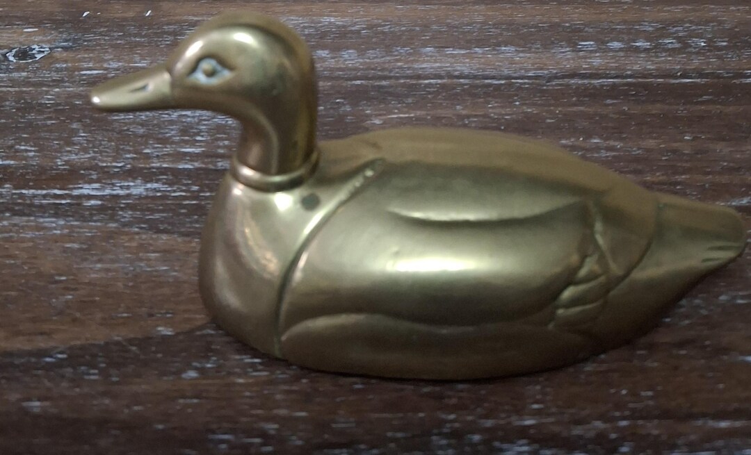 Hollywood Regency Brass Duck - Golden Bird Figurine - Miniature Brass ...