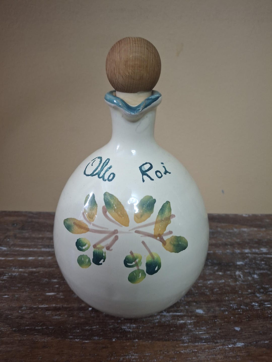 Vintage Patronelli Oronzo Grottaglie Oil Cruet - Olio Roi Hand-painted ...