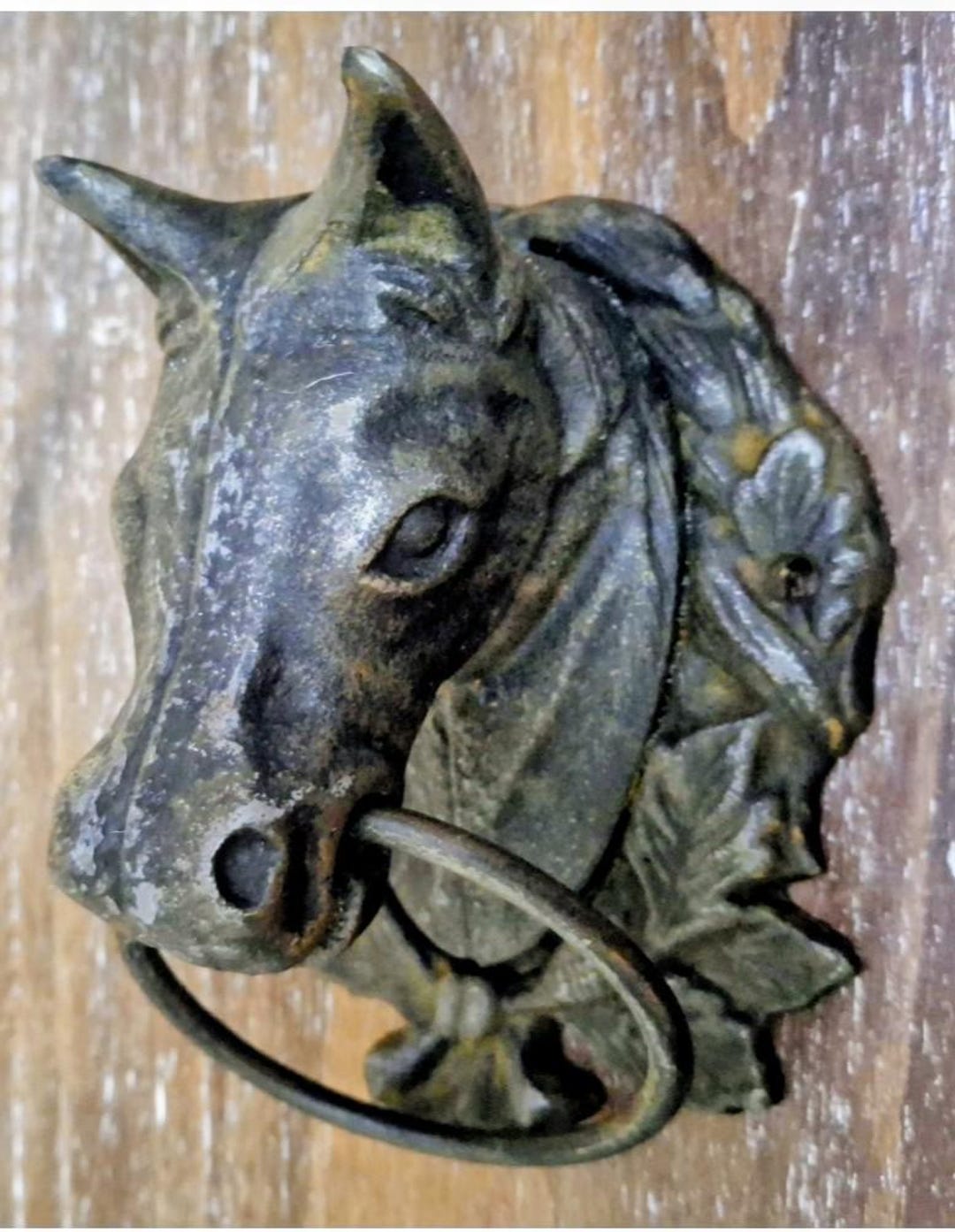 Rustic Cast Iron Horse Hitching Post Ring - Farmhouse Entryway Decor - Etsy