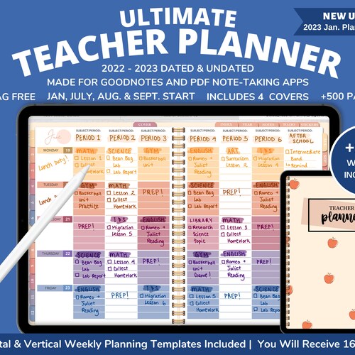 Teacher Digital Planner Teacher Planner 2022-2023 - Etsy