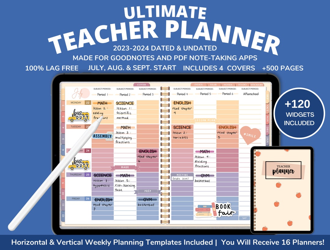 2023-2024 Digital Teacher Planner for Goodnotes Jan, Jul, Aug and Sept ...