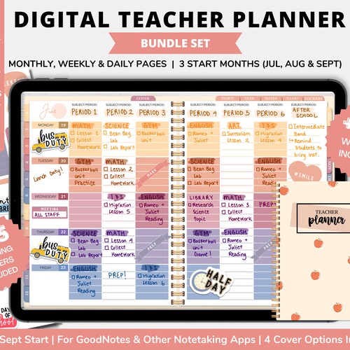 Digital Teacher Weekly Planner for Goodnotes Notability - Etsy