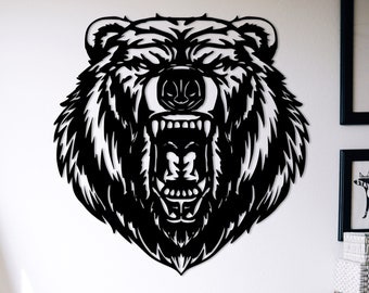 Bear Head Metal Wall Art, Animals Wall Art, Living Room Decor, Bedroom ...