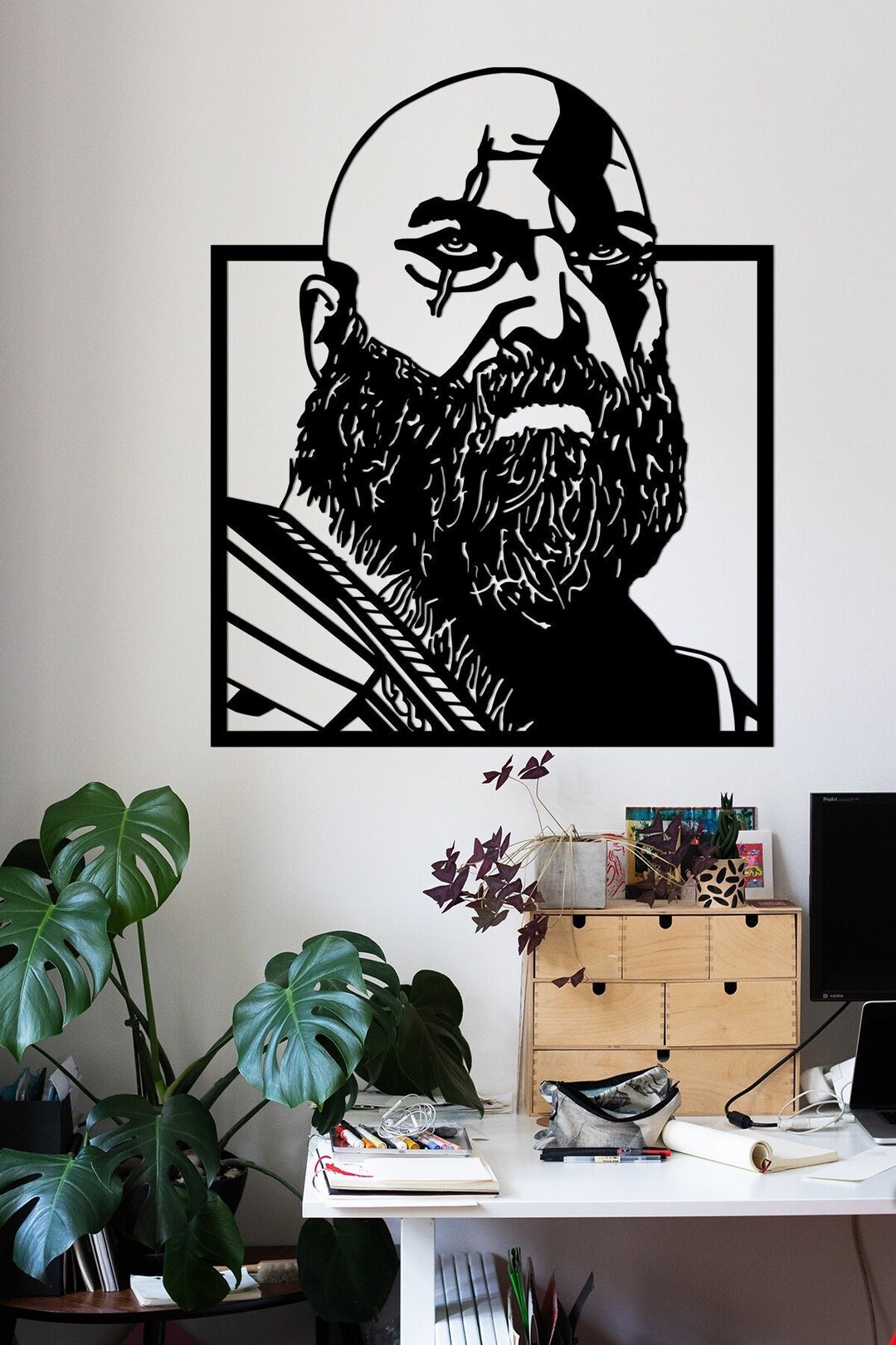 God of War Kratos Metal Wall Art, God of War Wall Decor, Kratos Art ...