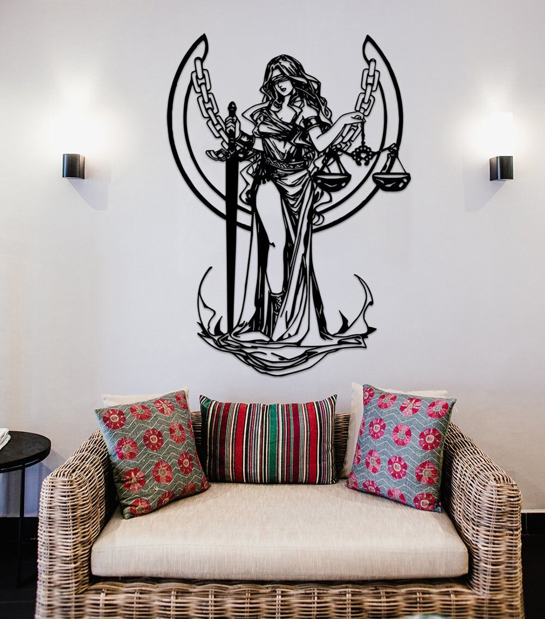 Themis Lady Justice Metal Wall Art, Goddes of Justice, Law Firm Decor ...
