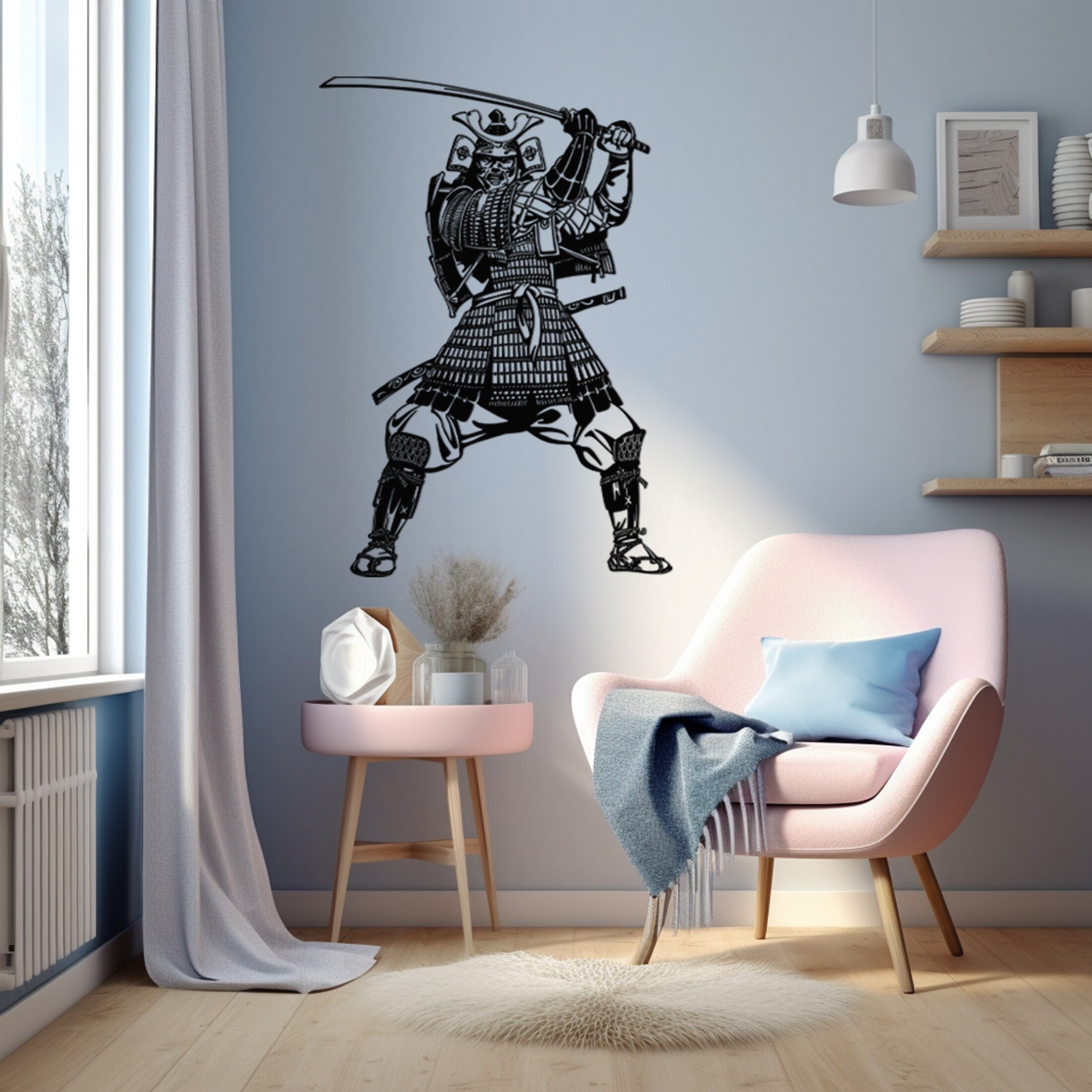 Japan Samurai Warrior Metal Wall Art, Samurai Wall Decor, Ninja Art ...