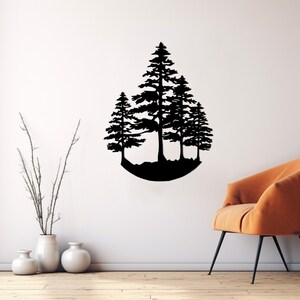 Pine Tree Metal Wall Decor, Metal Tree Wall Art, Large Metal Wall Art ...