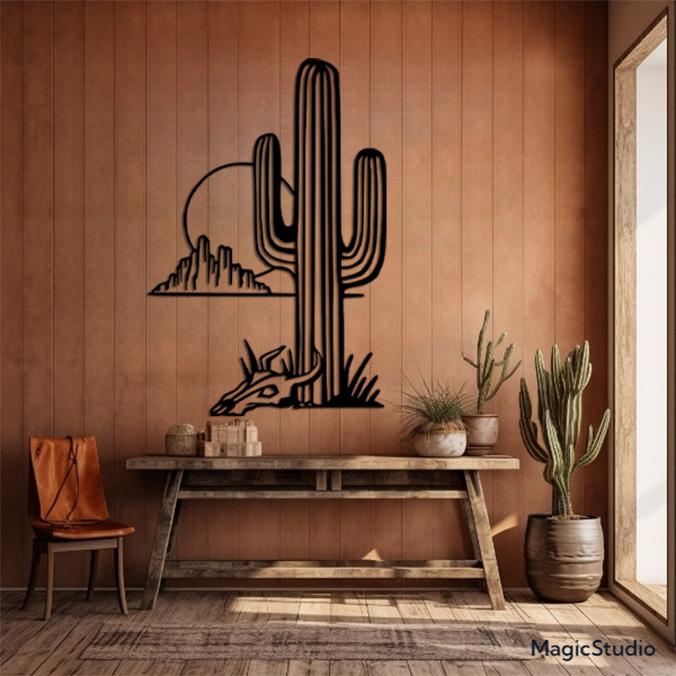 Cactus 3 Metal Wall Decor, Western Metal Cactus Wall Art, Large Metal Wall Art, Western Decor ...