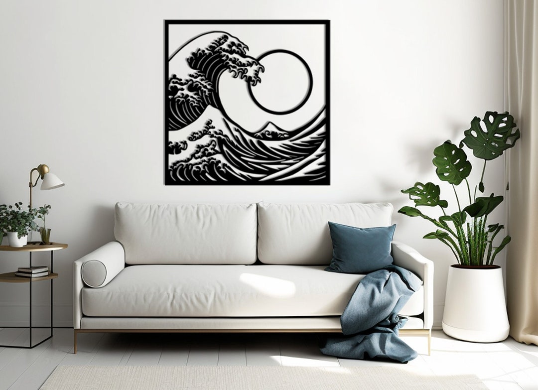 The Great Wave off Kanagawa Metal Wall Art, Great Wave Wall Art ...