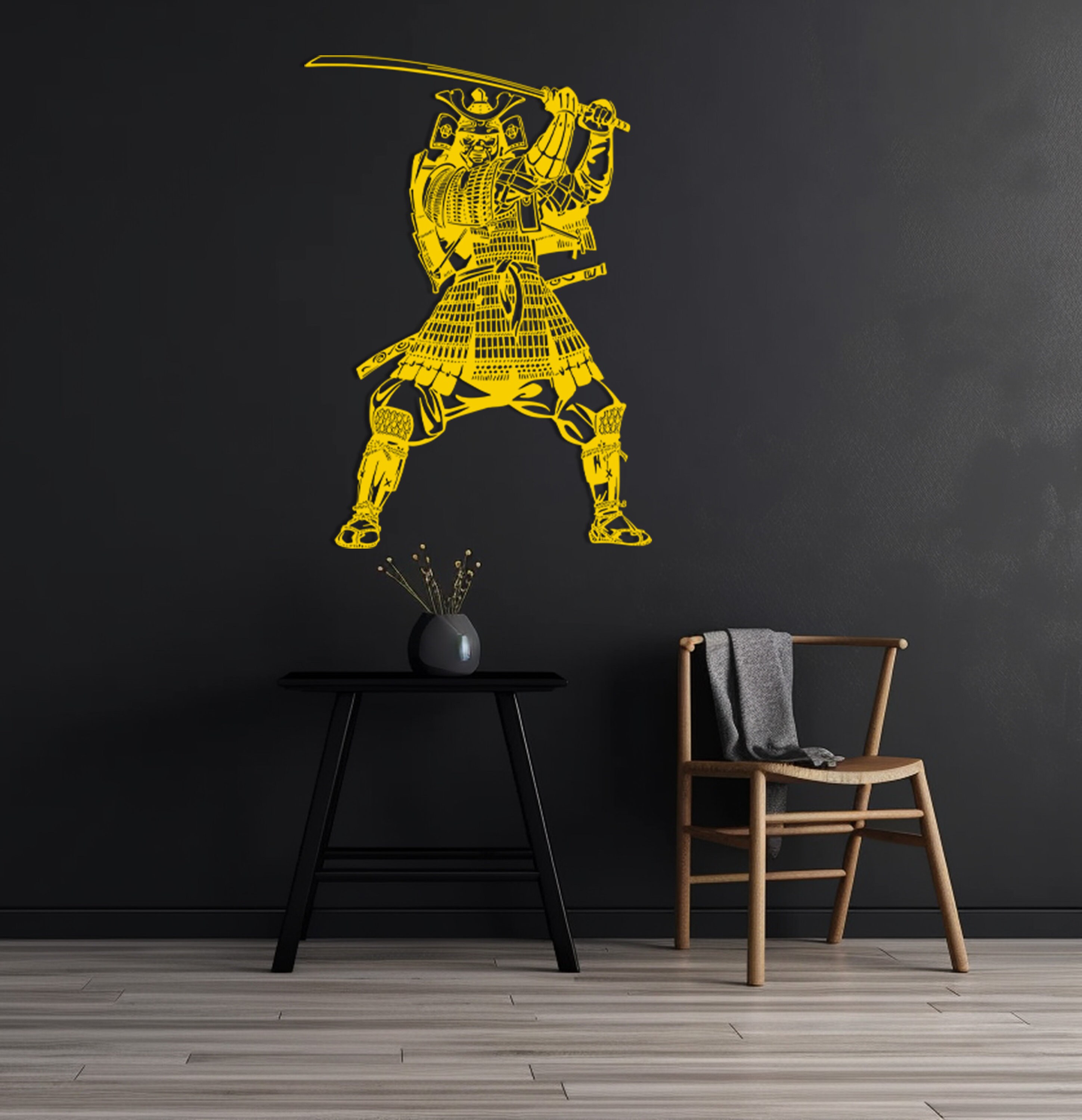 Japan Samurai Warrior Metal Wall Art, Samurai Wall Decor, Ninja Art ...