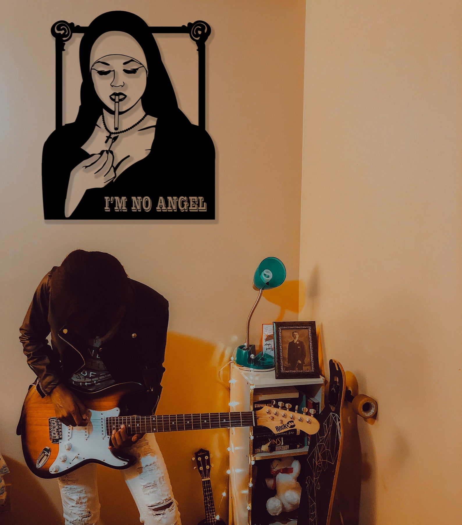 Smoking Nun Metal Art, Feminist Wall Decor, Metal Wall Art, Metal Wall ...