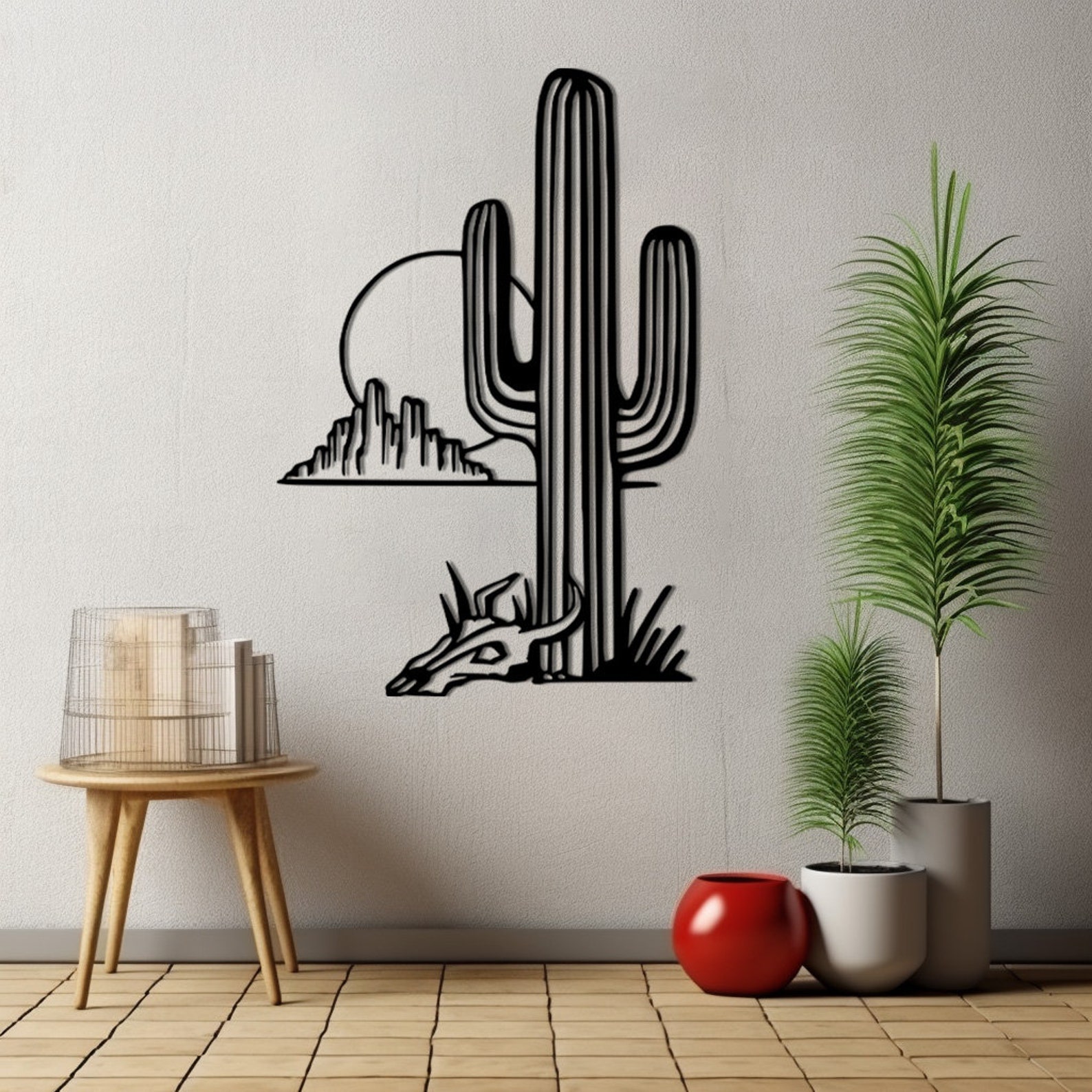 Cactus 3 Metal Wall Decor, Western Metal Cactus Wall Art, Large Metal Wall Art, Western Decor ...