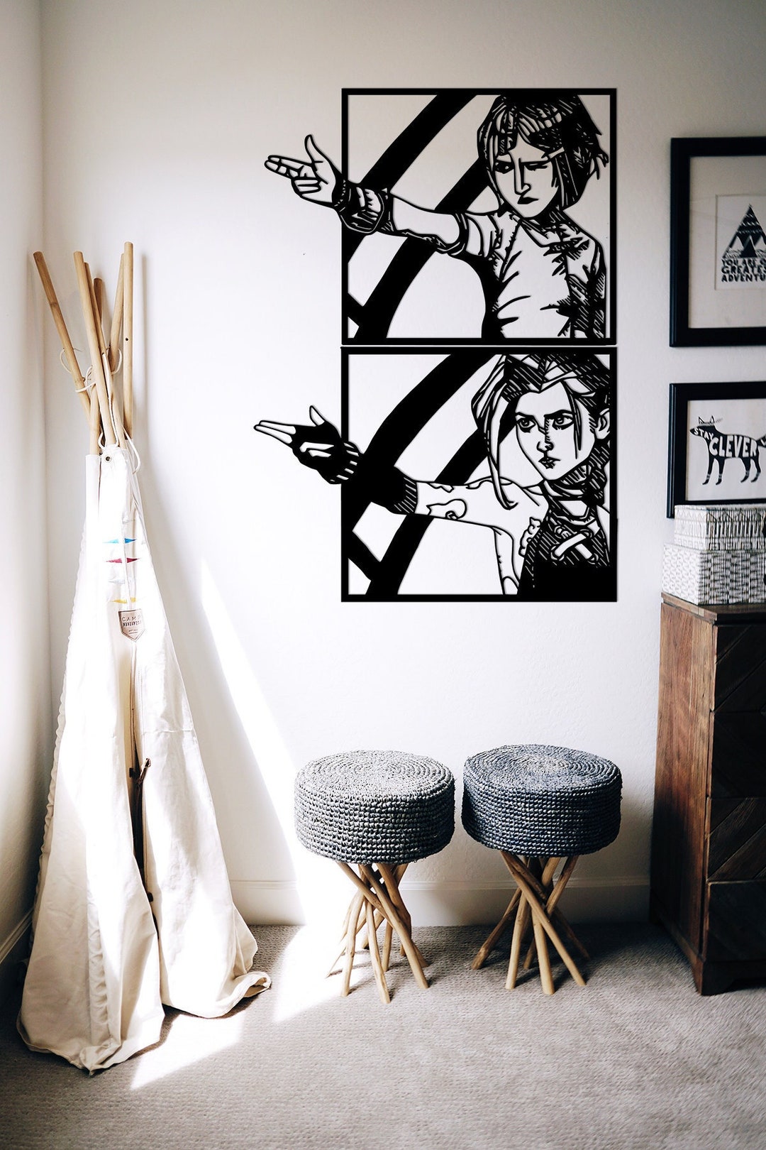 Jinx and Powder Metal Wall Art, League of Legends Wall Decor, Arcane ...