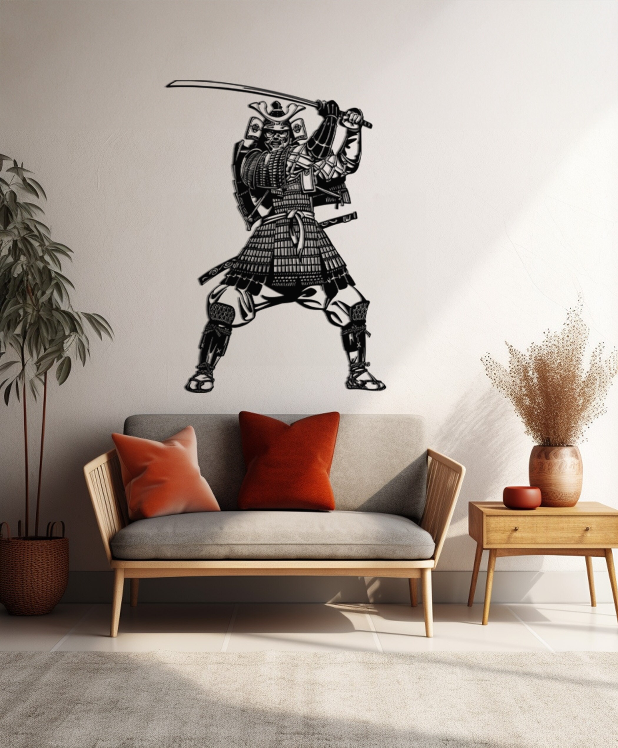 Japan Samurai Warrior Metal Wall Art, Samurai Wall Decor, Ninja Art ...