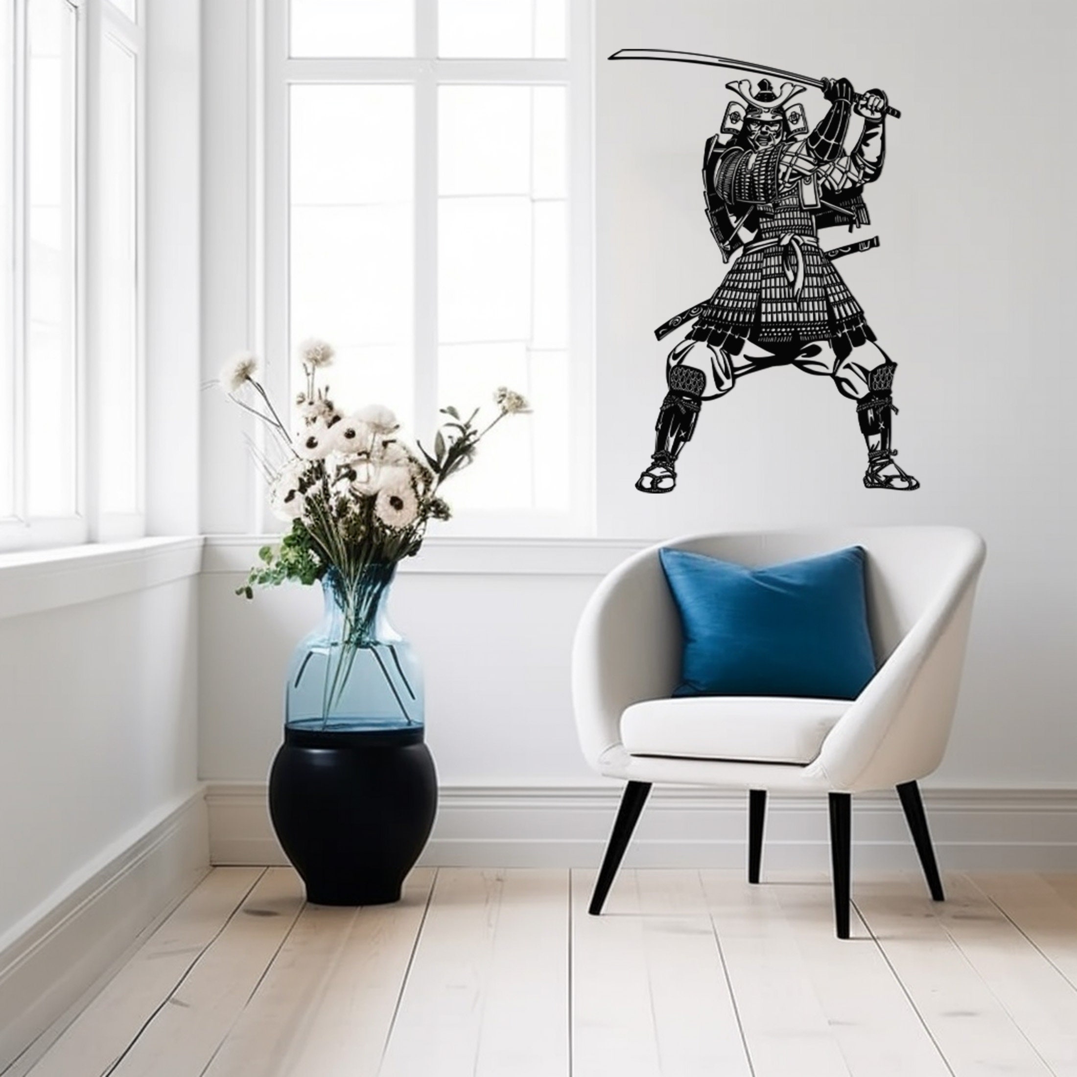 Japan Samurai Warrior Metal Wall Art, Samurai Wall Decor, Ninja Art ...