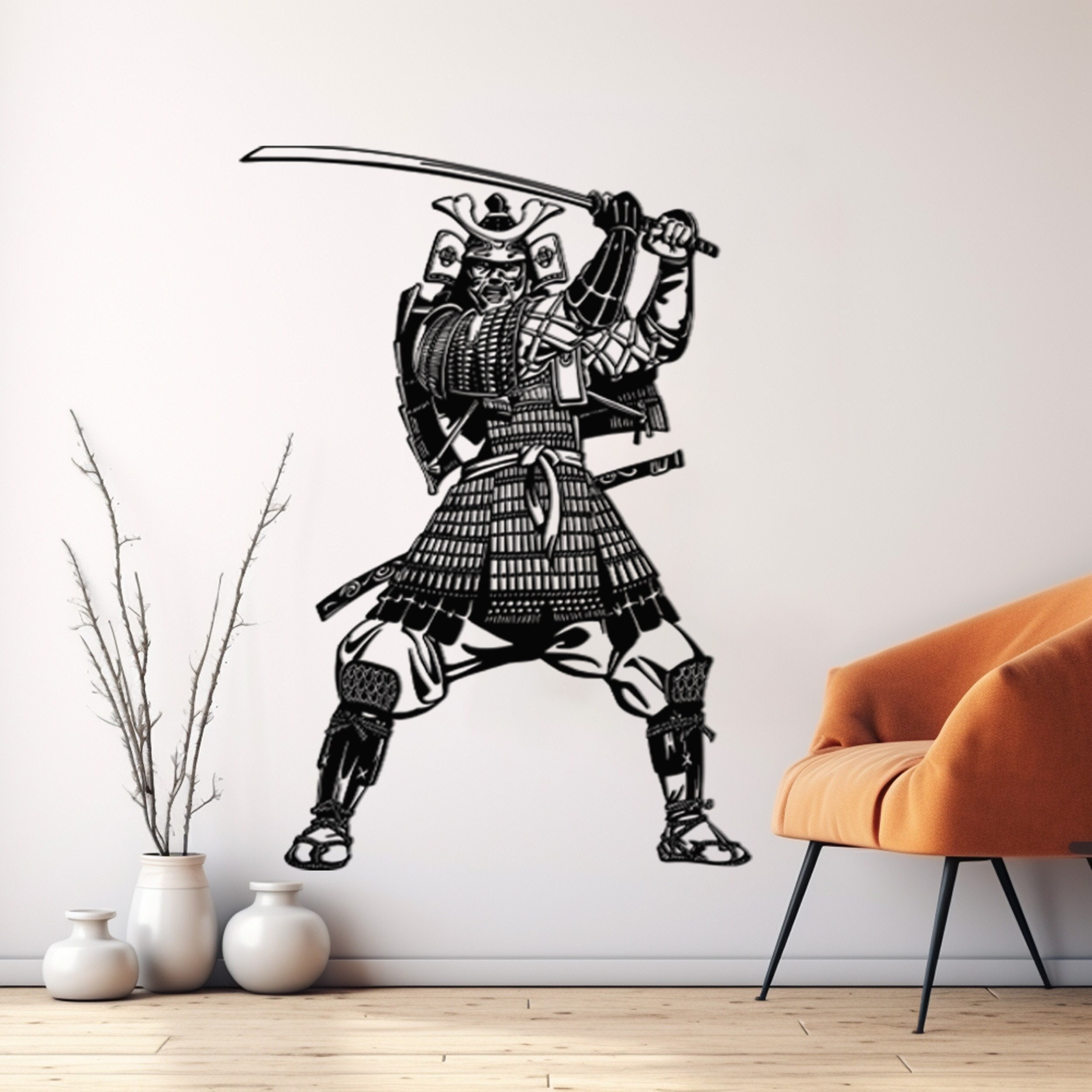 Japan Samurai Warrior Metal Wall Art, Samurai Wall Decor, Ninja Art ...