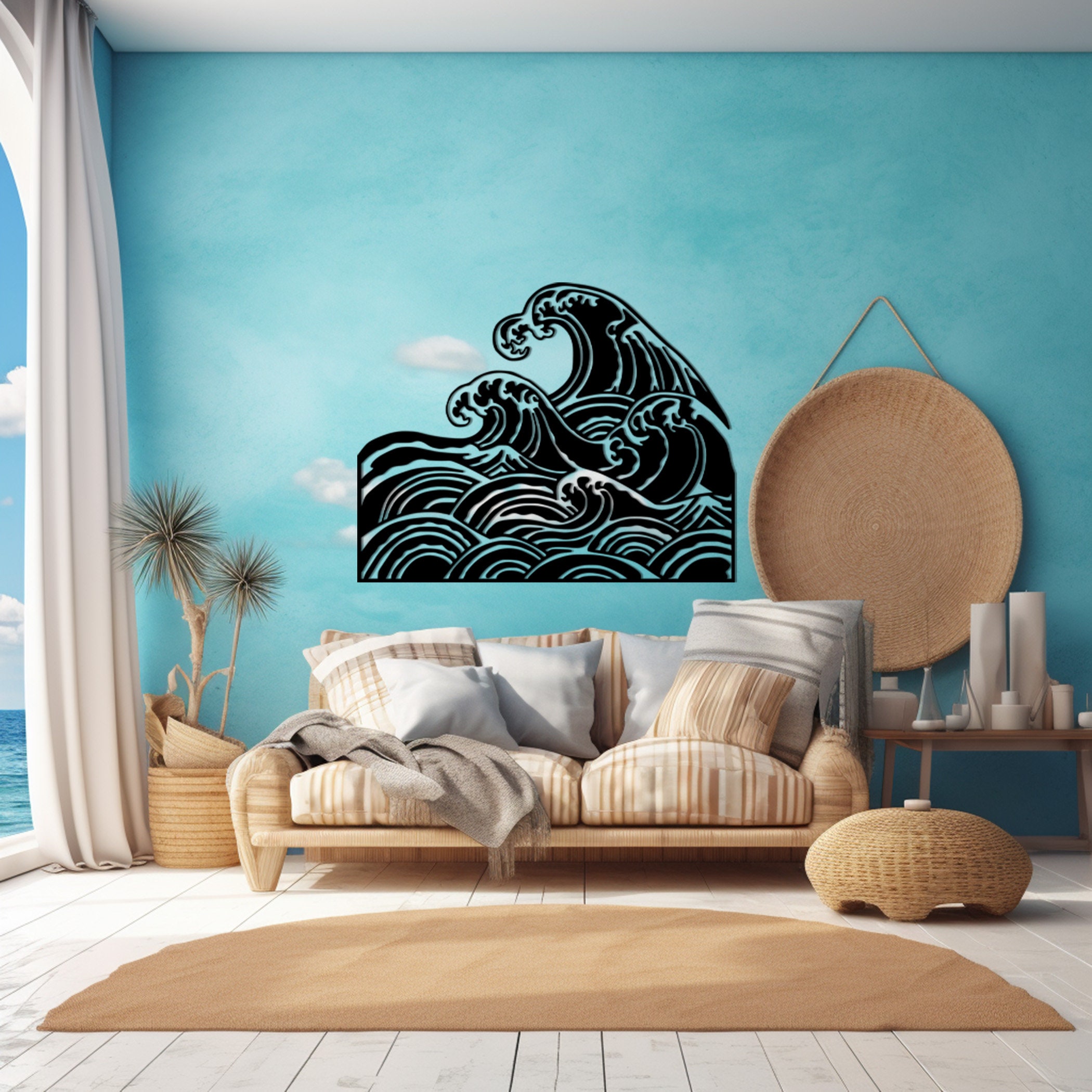 The Great Wave off Kanagawa Metal Wall Art, Great Wave Wall Art ...