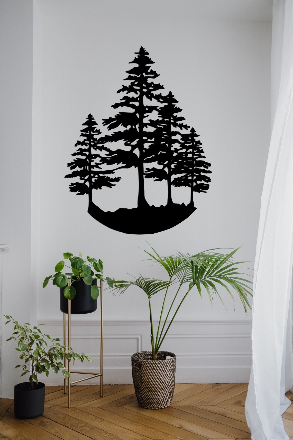 Pine Tree Metal Wall Decor, Metal Tree Wall Art, Large Metal Wall Art ...
