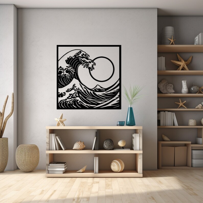 The Great Wave off Kanagawa Metal Wall Art, Great Wave Wall Art ...