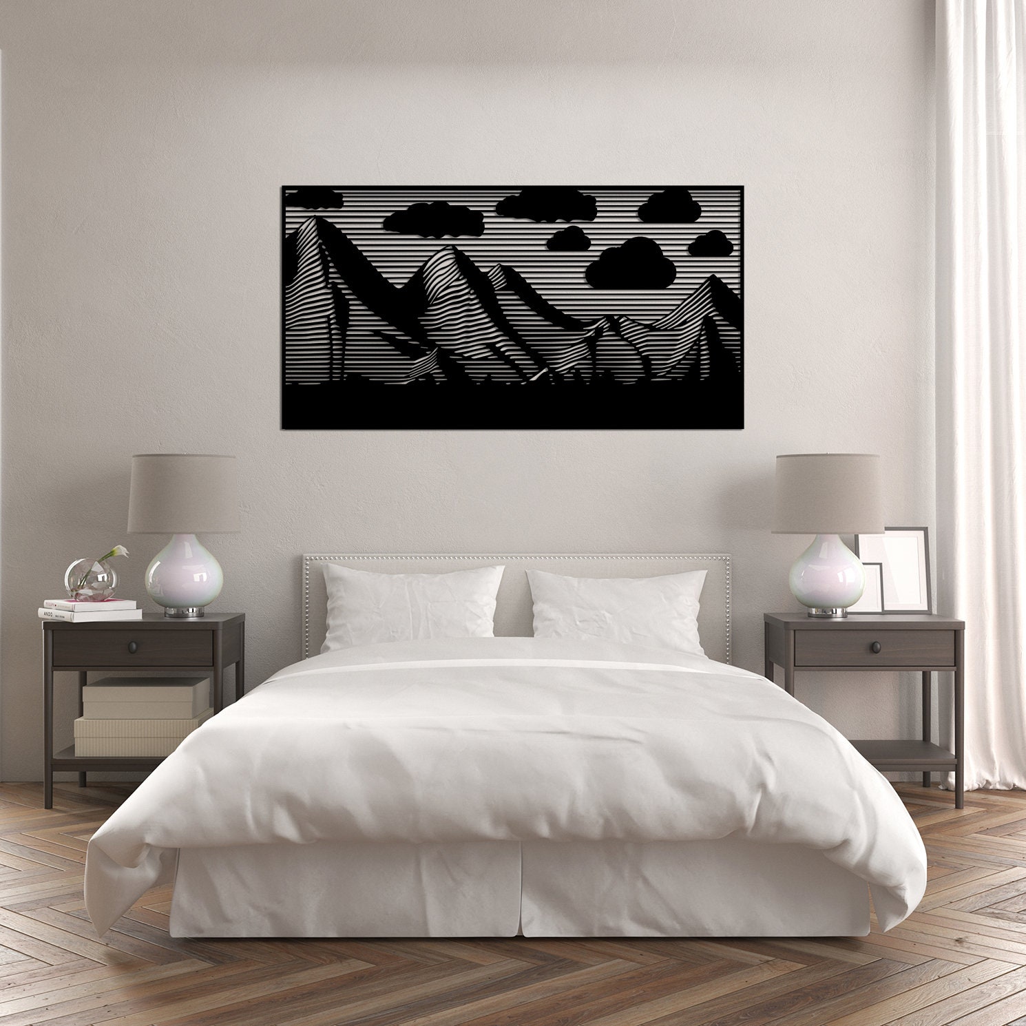 Mountain and Cloud Metal Wall Art Large Mountain Wall Art - Etsy