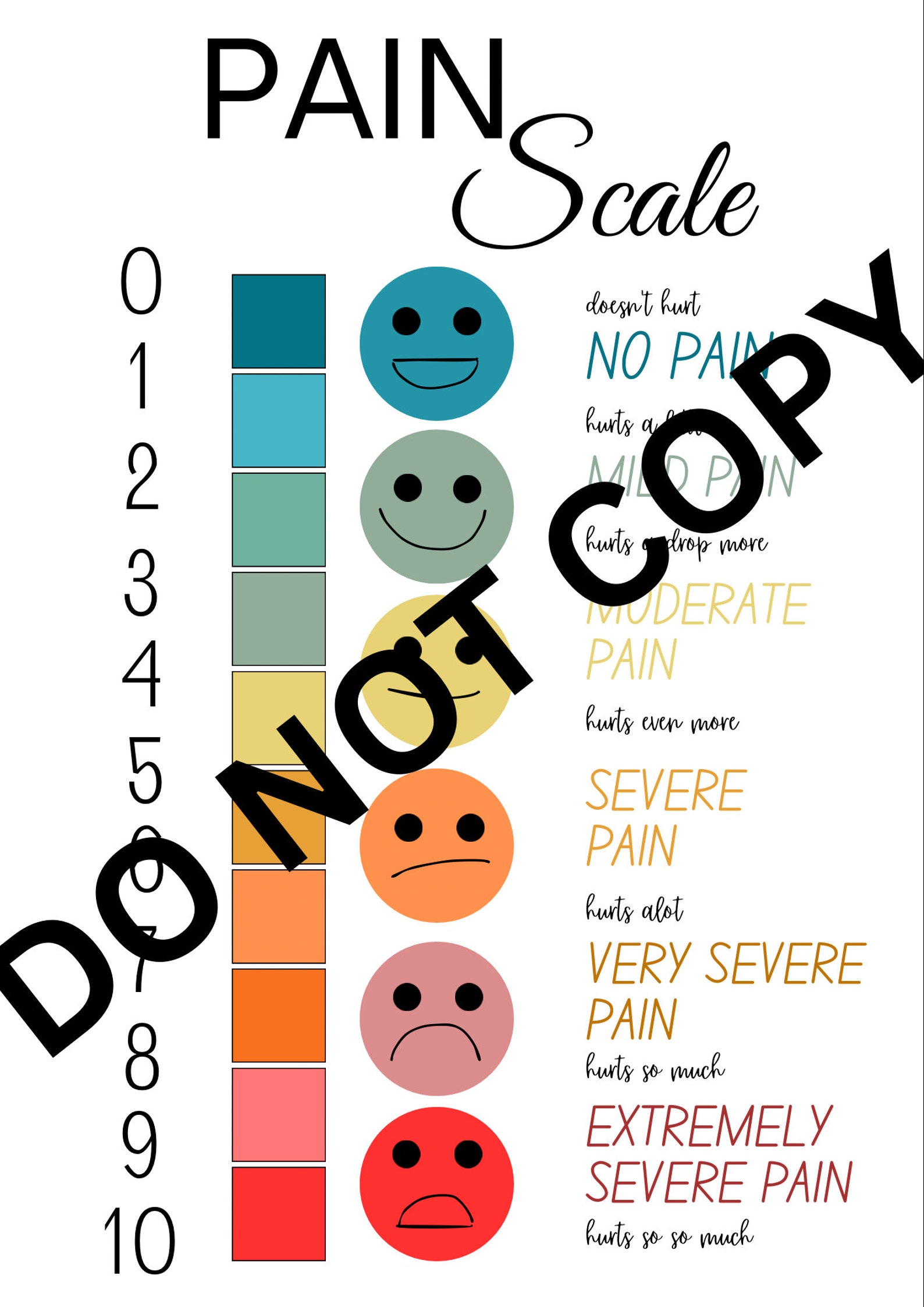 Pain Scale for Nurse Office/ Pediatric Nurse Office/ School Nurse ...