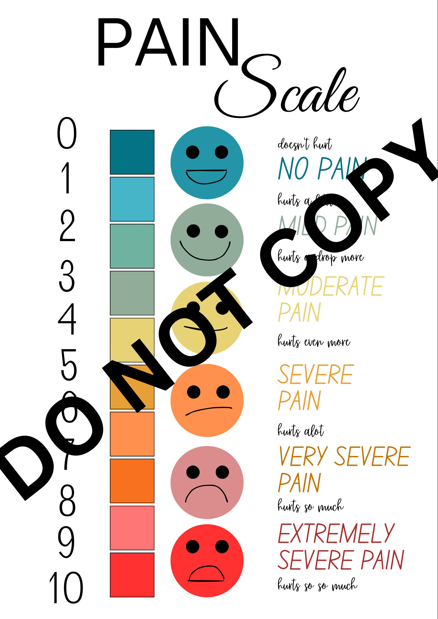 Pain Scale for Nurse Office/ Pediatric Nurse Office/ School Nurse ...
