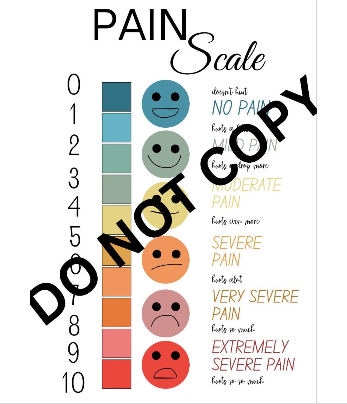 Pain Scale for Nurse Office/ Pediatric Nurse Office/ School Nurse ...